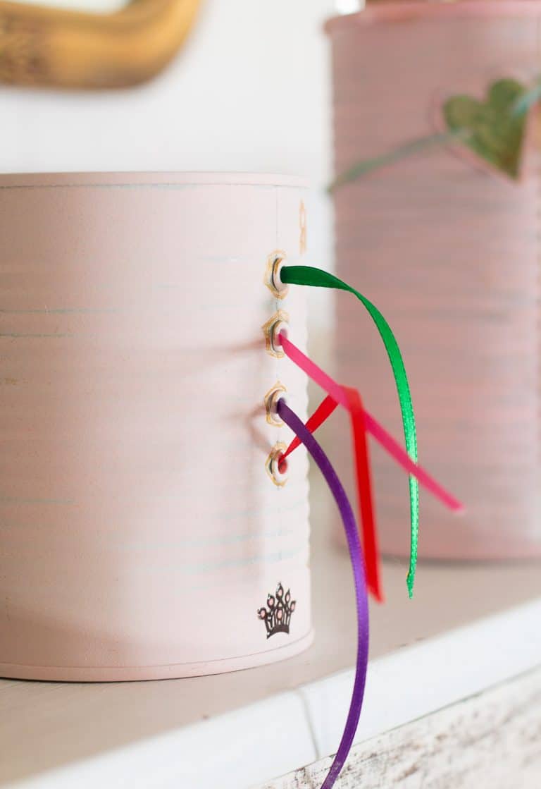 Ribbon Organizer ~ Recycled Tin Can - Cupcakes & Crinoline