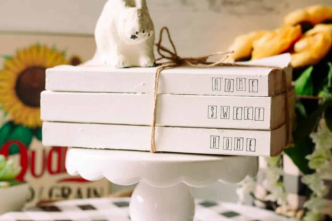 Dollar Tree Hand Stamped Book Stacks - The How-To Home