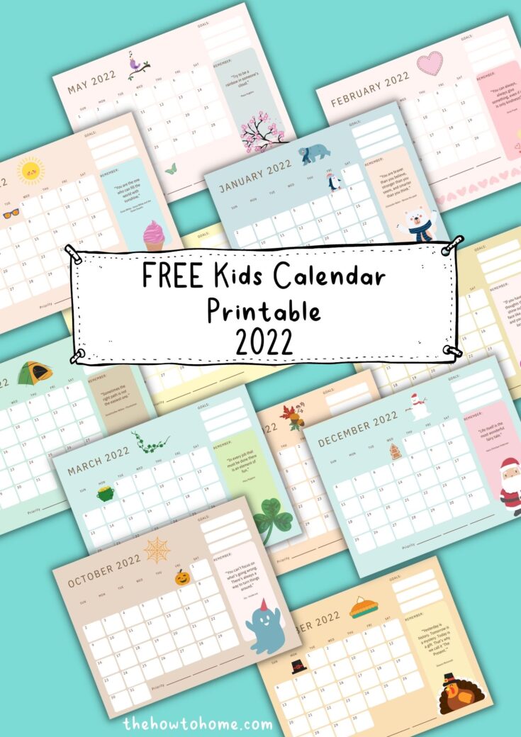 Free Printable 2022 Calendar for Kids, At-A-Glance, and Monthly - The ...
